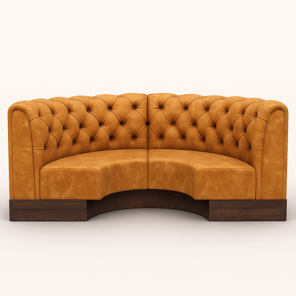 Bespoke Faux Leather Curved Booth Seating – Chesterfield Style – Boothish